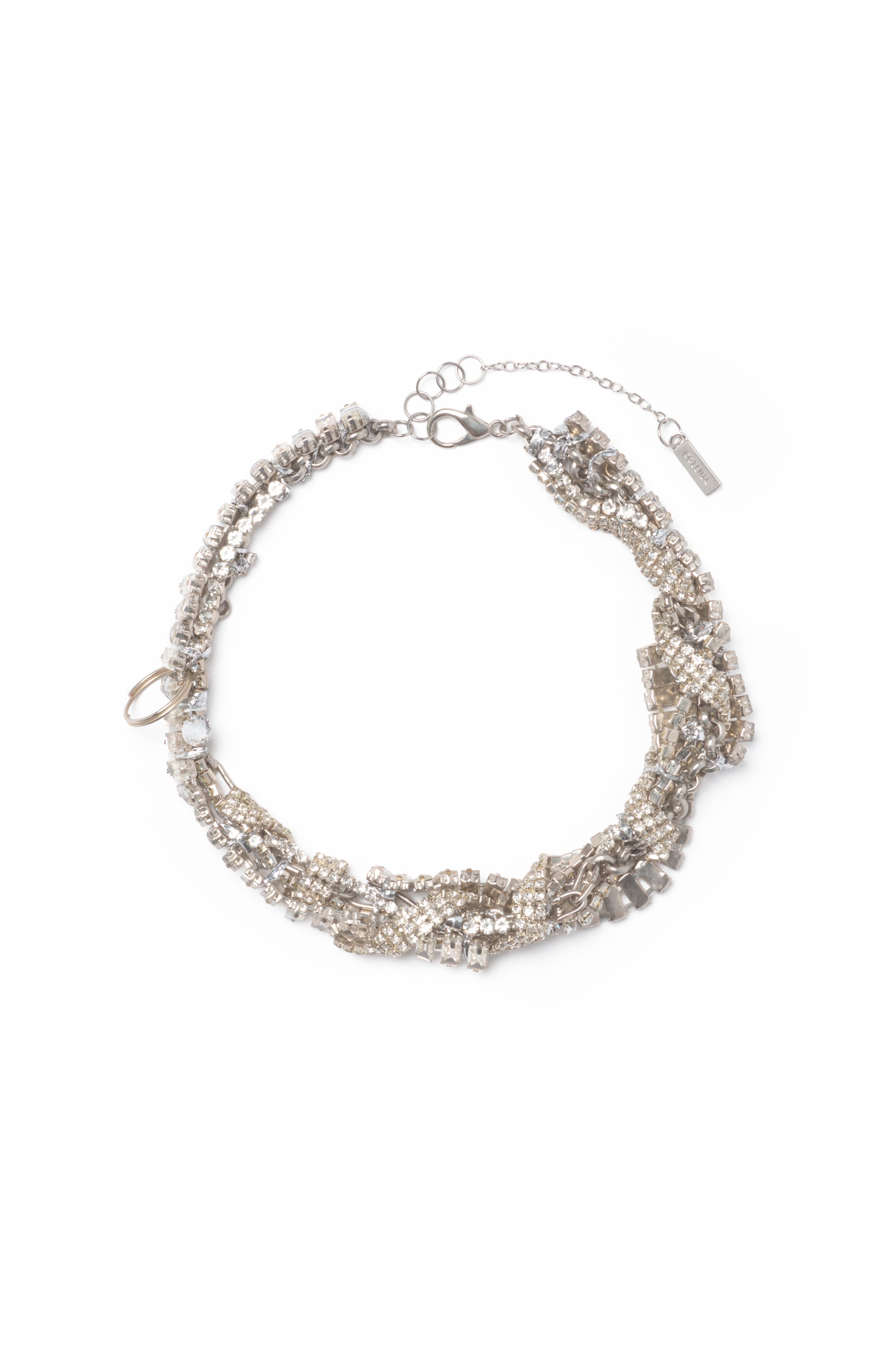 Crystal Clear Rhinestone Junk Necklace Collina Strada