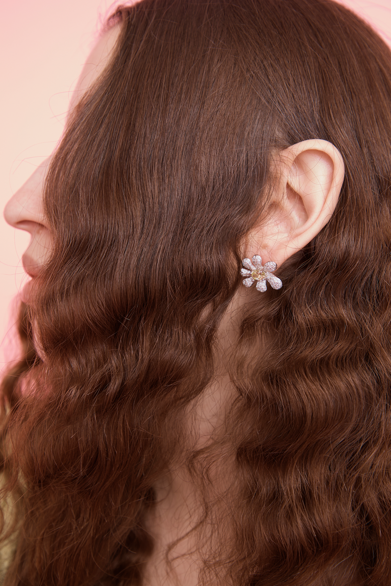 CANARY CRYSTAL PAVE SQUASHED BLOSSOM EARRING | COLLINA STRADA