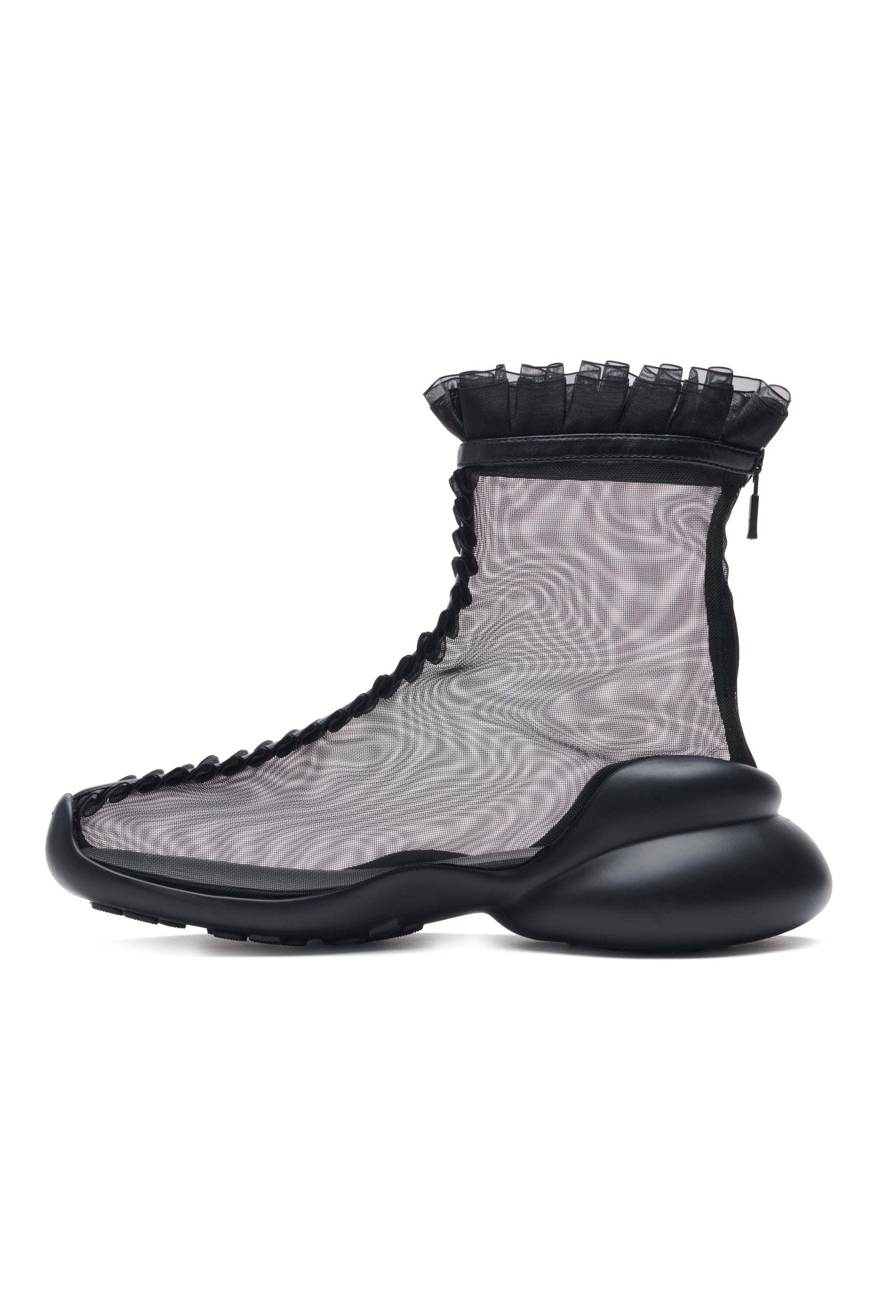 BLACK MESH RUFFLE BOOTS | COLLINA STRADA